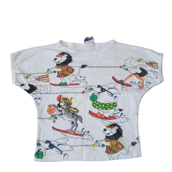 Vintage | Shirts & Tops | Vintage 99s Funky Zoo Animals Babytee Cropped ...